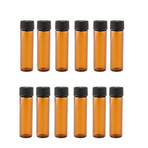 24PCS Empty Mini Amber Glass Essential Oil Bottles with Black Screw Cap and Orifice Reducer Sample Trial Packing Perfumes Lab Chemicals Cosmetic Containers Makeup Vials Travel Set(5ML/0.17OZ)