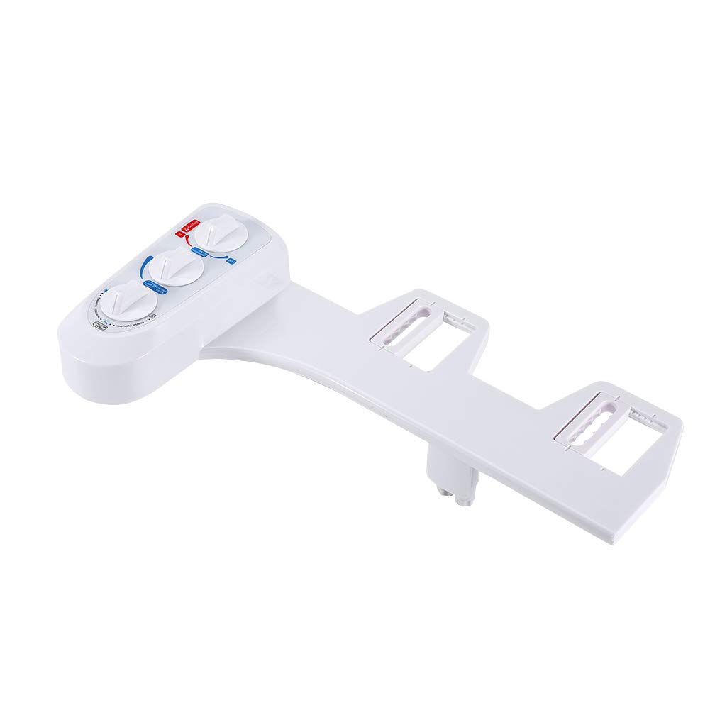 Bidet Attachment, Hot Cold Fresh Water Spray Self- Dual Nozzle Non-electric Mechanical Bidet Toilet Seat Attachment - Adjustable Water Pressure Temperature White