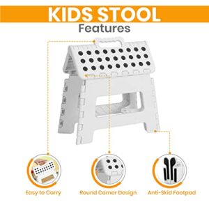 Utopia Home Folding Step Stool - (Pack of 2) Foot Stool with 9 Inch Height - Holds Up to 300 lbs - Lightweight Plastic Foldable Step Stool for Kitchen, Bathroom & Living Room (White)