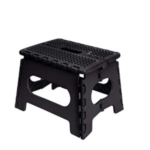 simplify 9 inch ant-skid folding step stool | collapsible | 200 pound capacity | durable | portable | kitchen | bathroom | garage | black