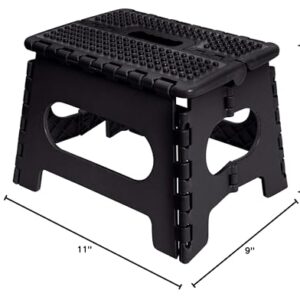 Simplify 9 Inch Ant-Skid Folding Step Stool | Collapsible | 200 Pound Capacity | Durable | Portable | Kitchen | Bathroom | Garage | Black