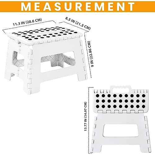 Utopia Home Folding Step Stool - (Pack of 2) Foot Stool with 9 Inch Height - Holds Up to 300 lbs - Lightweight Plastic Foldable Step Stool for Kitchen, Bathroom & Living Room (White)