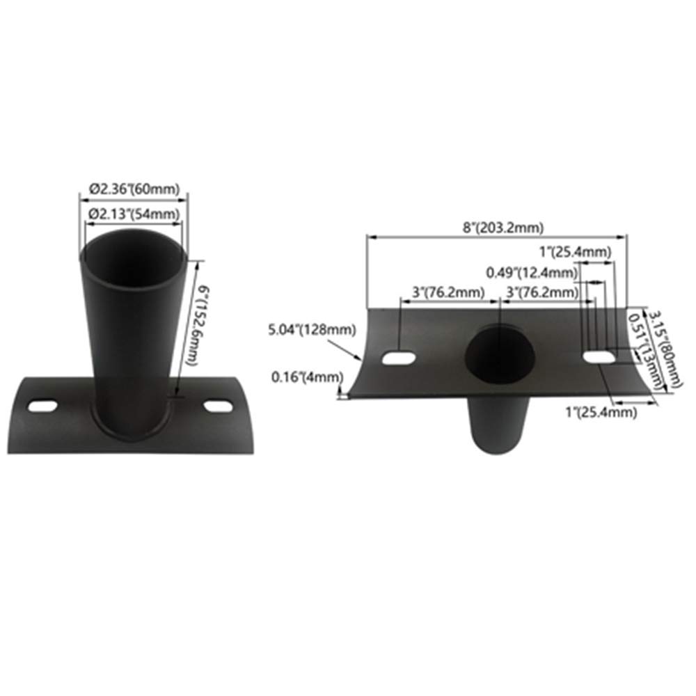 LED Shoebox Light Outdoor Parking Fixture Mounting Brackets Adaptor, Thick Round Pole Tenon, Transform The Slip Fitter into Arm Mounting for Round Pole (2-3/8" OD Horizontal Tenon Arc Adaptor)