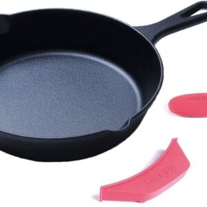 HomeVss Cast Iron， Pre Seasoned Skillet with Silicone Handle (12 inch)