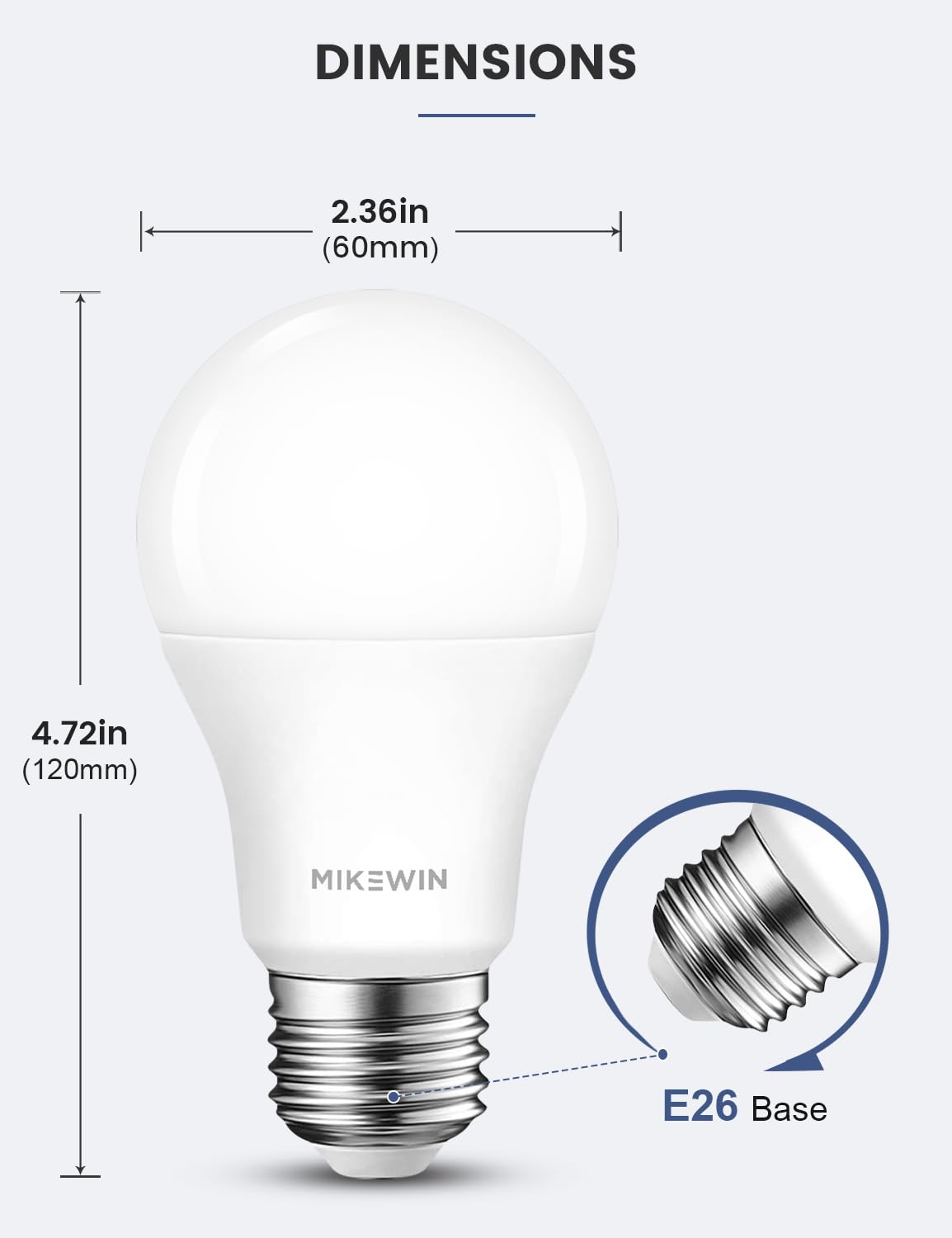 MikeWin Dusk to Dawn Light Bulbs Outdoor, Auto ON/Off Light Sensor LED Bulb 13W(100W Equivalent) Super Bright A19 E26 5000K Daylight Security Light Bulbs for Porch Garage Patio Front Door, 2 Pack