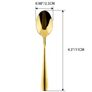 15 Packs Demitasse Espresso Spoons, 4.3 Inch Mini Gold Coffee Spoon, Stainless Steel Small Spoons for Dessert