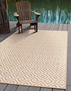 unique loom outdoor collection area rug - costa rica (5' 3" x 8' rectangle, beige/ cream)