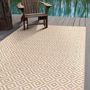 Unique Loom Outdoor Collection Area Rug - Costa Rica (5' 3" x 8' Rectangle, Beige/ Cream)