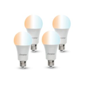 energizer connect smart a19 led multi white light bulb with voice control and remote access through your smartphone | compatible with alexa and google assistant, 4 pack