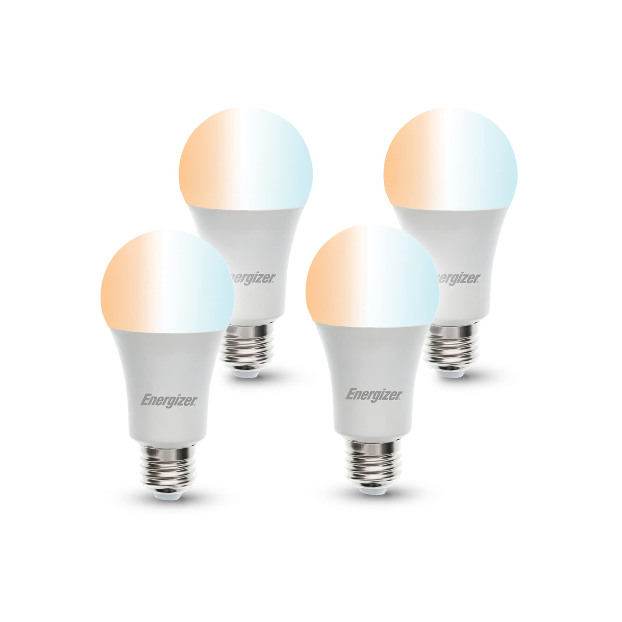 Energizer Connect Smart A19 LED Multi White Light Bulb with Voice Control and Remote Access Through Your Smartphone | Compatible with Alexa and Google Assistant, 4 Pack