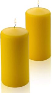 citronella pillar candle - set of 2 citronella candles - 6 inch tall, 3 inch thick - for indoor/outdoor use