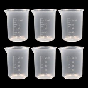 6 pack 50ml lab plastic graduated beaker transparent measuring beaker cup mixing cup liquid container for science lab