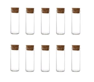 10pcs empty glass clear test tube message bottles vials jars packing container with wood cork stoppers for scientific experiments tea powder liquid storage dispenser(40ml-30mmx80mm)