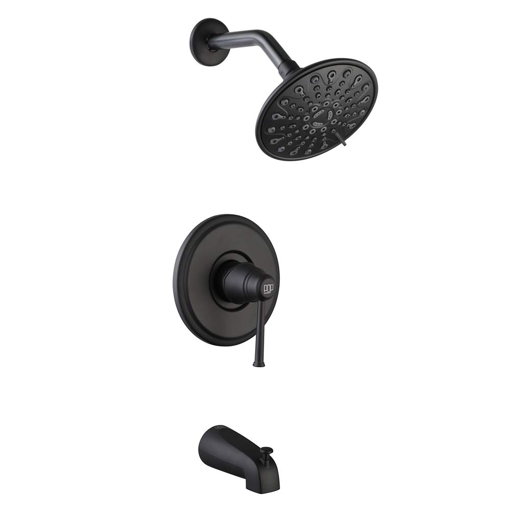 POP SANITARYWARE Shower Faucet Set with Tub Spout Oil-Rubbed Bronze, Tub and Shower Trim Kit with 6 Inch Shower Head, Bathroom Single Handle Tub and Shower System, Rough-in Valve Included