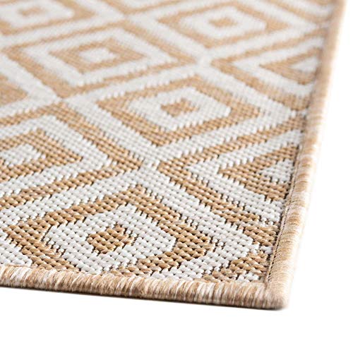 Unique Loom Outdoor Collection Area Rug - Costa Rica (5' 3" x 8' Rectangle, Beige/ Cream)