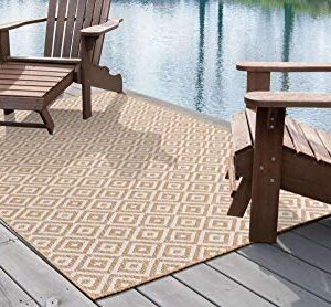 Unique Loom Outdoor Collection Area Rug - Costa Rica (5' 3" x 8' Rectangle, Beige/ Cream)