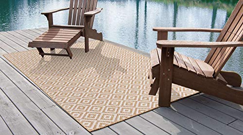 Unique Loom Outdoor Collection Area Rug - Costa Rica (5' 3" x 8' Rectangle, Beige/ Cream)