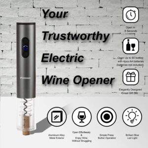 Wine Opener Electric Gift Set, Whiskey Stone Wine Lover Gifts with Wine Accessories of Automatic Corkscrew, Metal Ice Cube, Wine Pourer, Foil Cutter 4-in-1 set