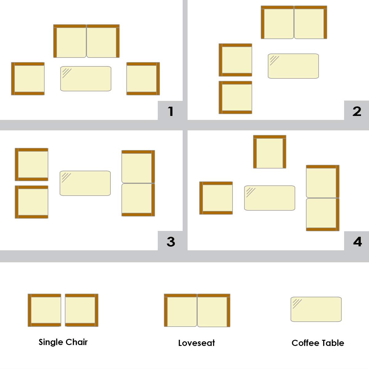 ARLIME 4-Piece Wicker Patio Furniture Set, Outdoor Rattan Sofa Couch Set, All Weather Rattan Sectional Sofa with Thick Seat Cushions & Glass Coffee Table, Patio Garden Lawn Conversation Set (Brown)