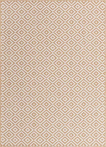 Unique Loom Outdoor Collection Area Rug - Costa Rica (5' 3" x 8' Rectangle, Beige/ Cream)