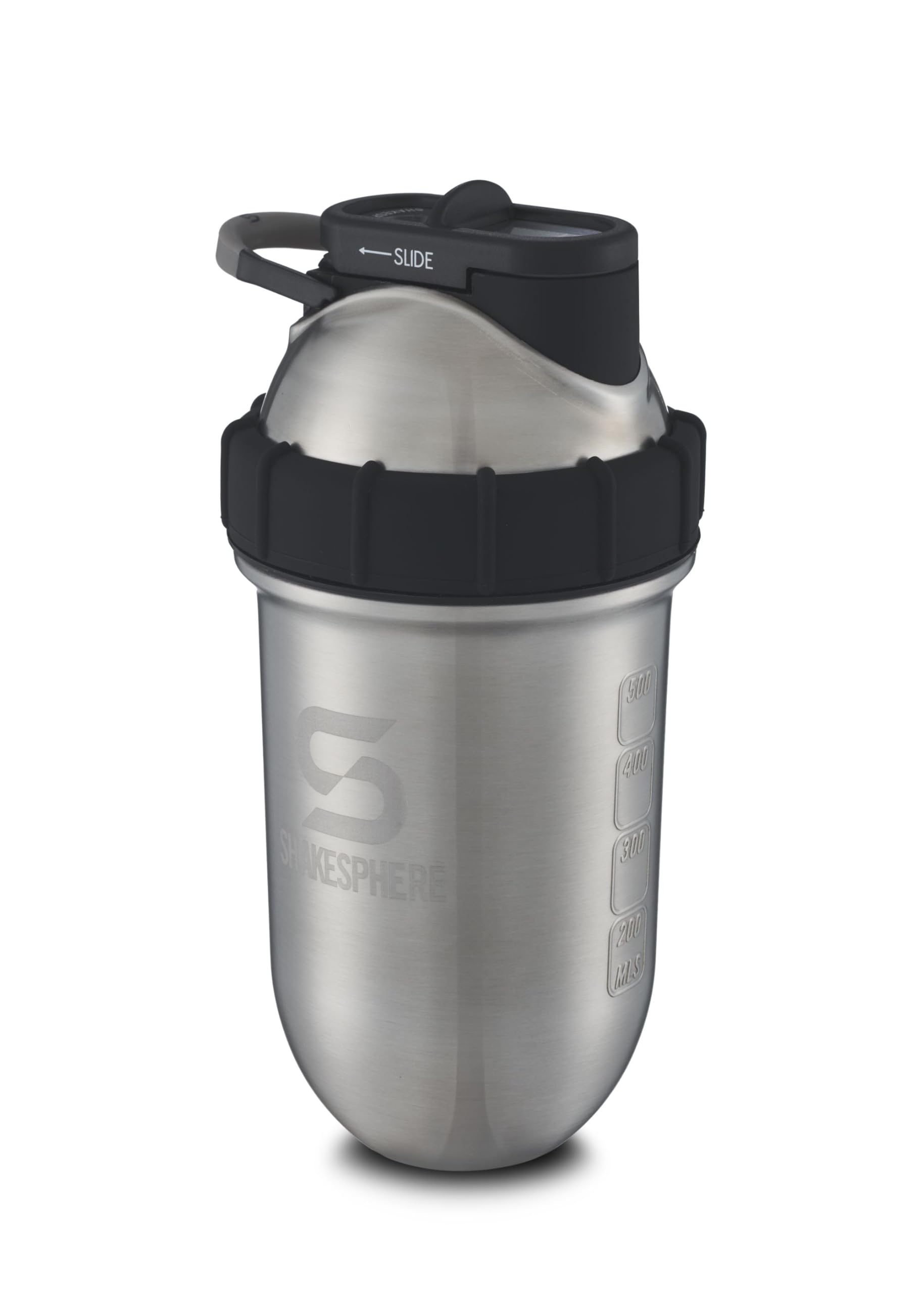 SHAKESPHERE Steel Protein Shaker Bottle - Insulated, BPA-Free, 24oz - Leak-Proof, Easy to Clean, No Mixer Ball Needed - Keeps Drinks Hot & Cold - Ideal for Shakes & Smoothies (Steel)