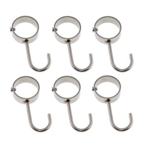 ulifestar stainless steel kitchen hanger hooks,heavy duty rod tube rail hanger hooks for hanging pots and pans,towels,oven mitts,fits for 25mm/1" dia rod,6 pack (25mm diameter)