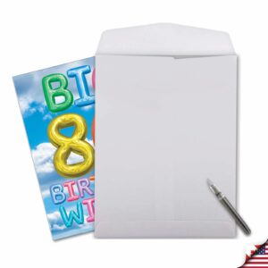 The Best Card Company - 80th Birthday Card w/Envelope (8.5 x 11 Inch) 80 Years Old, Big Stationery Bday Greeting from All of Us (Not Actual Balloons, 3D or Raised) - Inflated Messages J5651FMBG-US