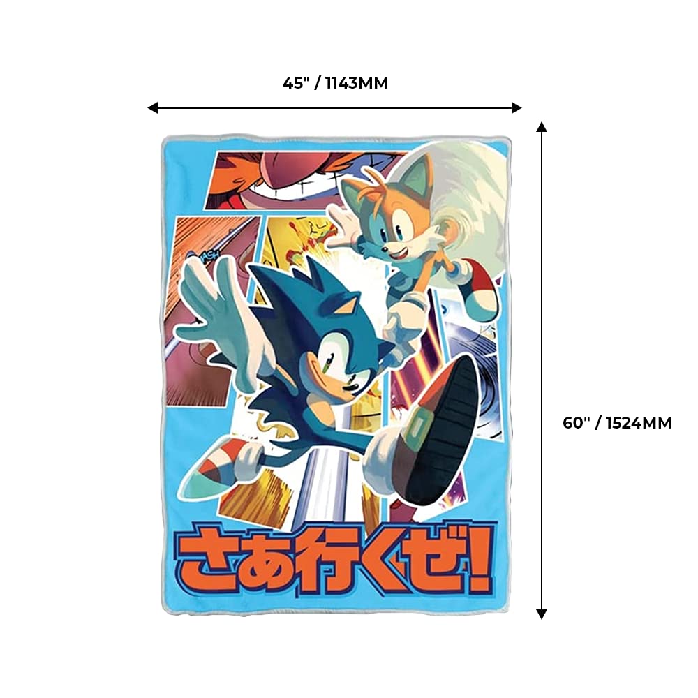 JUST FUNKY Sonic The Hedgehog Merch | Sonic The Hedgehog Fleece Throw Blanket & Vanilla Air Freshener Gift Set | Sonic and Tails Throw Blanket | 45 x 60 Inches | Officially Licensed Product