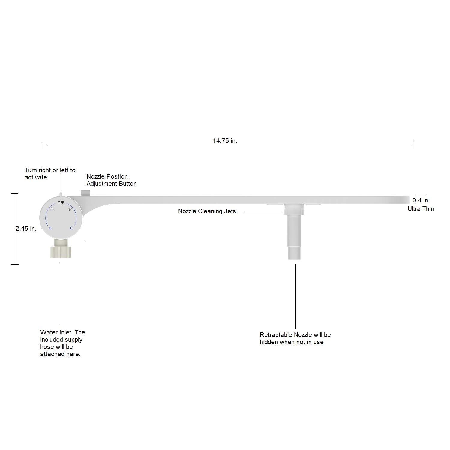 Bidet Attachment with Nozzle Angle Adjuster