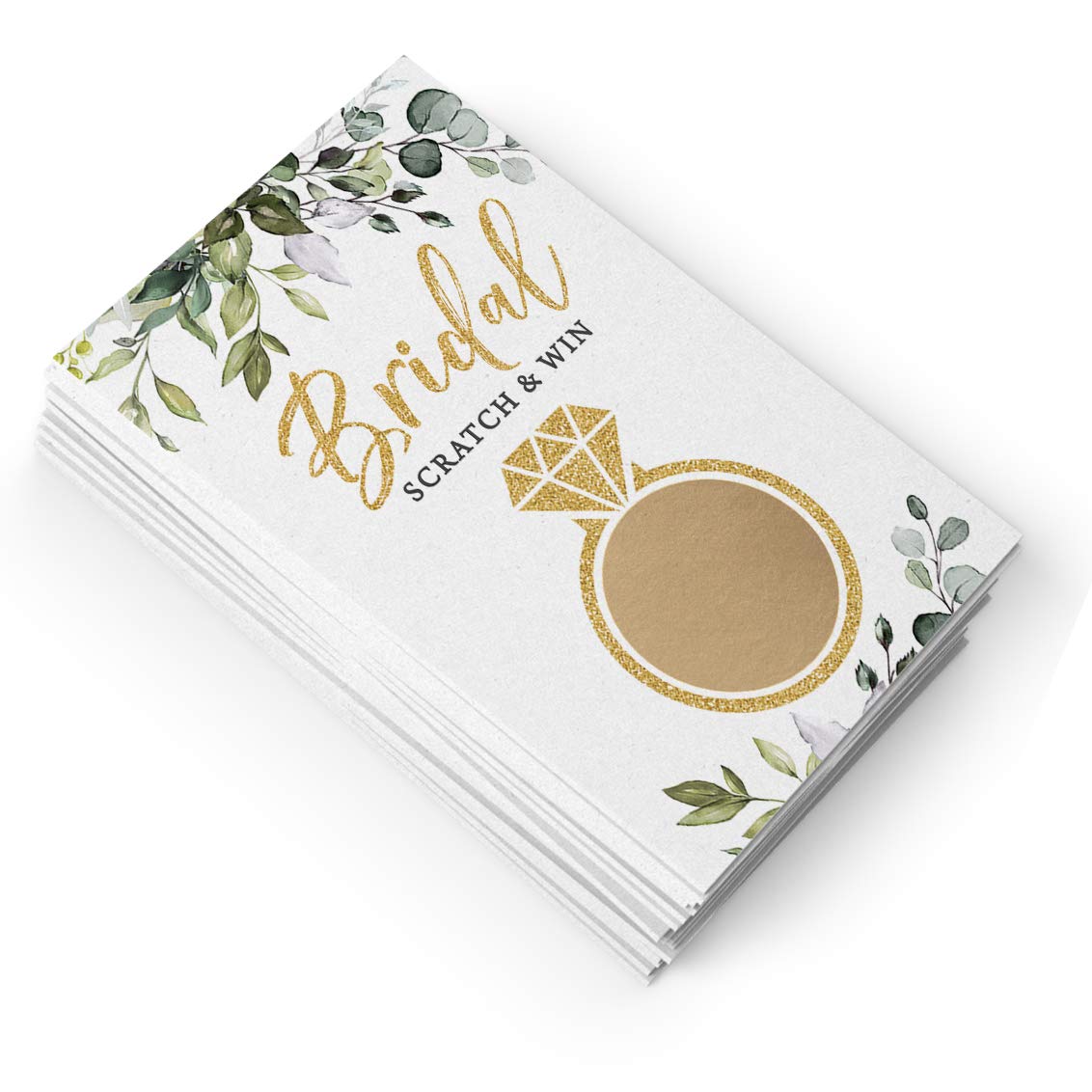 Printed Party Bridal Shower Games – Scratch Off Raffle Cards, Fun Wedding Shower Game, Botanical Eucalyptus Theme, 30 Cards & Stickers