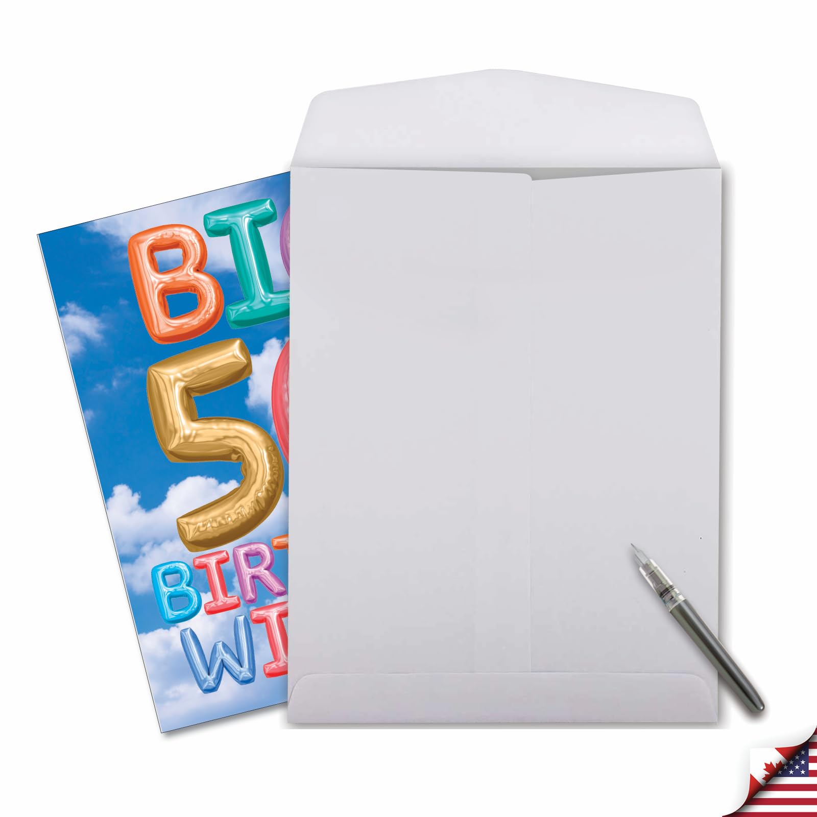 The Best Card Company - 50th Jumbo Birthday Greeting Card (8.5 x 11 Inch) - 50 Years Old Celebration (Not 3D or Layered) - Inflated Messages Milestones 50 (Not Actual Balloons) J5651CMBG-US