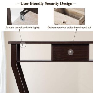 Giantex Console Table Modern Easy Assembly Entryway Table W/Storage Drawer and Bottom Shelf,Mufti-Functional Home Furniture for Hallway, Living Room, Bedroom,Office 47 Inch Accent Hall Table (Coffee)