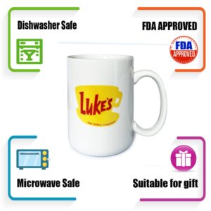 Luke's Diner Coffee Mug Ceramic Mugs Tea Cup Fun Novelty Gift 15 oz (Gilmore Girls Mug)