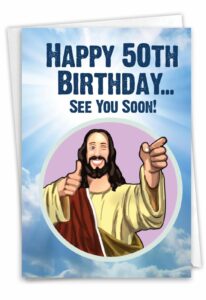 nobleworks funny 50th milestone birthday greeting card w/ 5 x 7 inch envelope (1 card) see you soon 50 c9065mbg