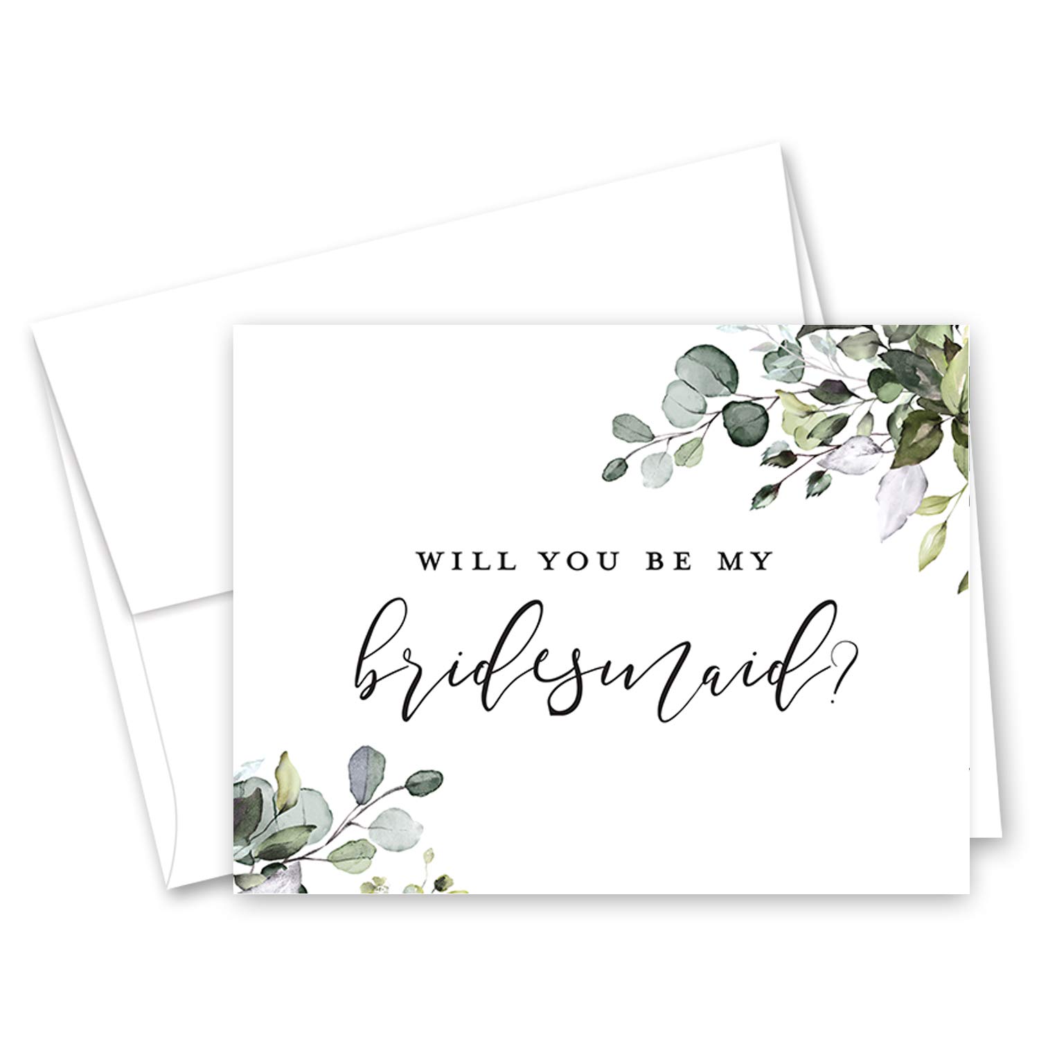 Boho Eucalyptus Bridal Proposal Will You be My Bridesmaid Card, Bridesmaid Proposal Cards, Maid of Honor Cards - Set of 10