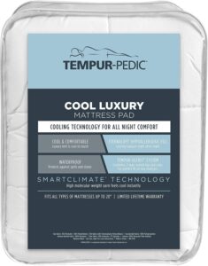 tempur-pedic cool luxury mattress pad, king, white