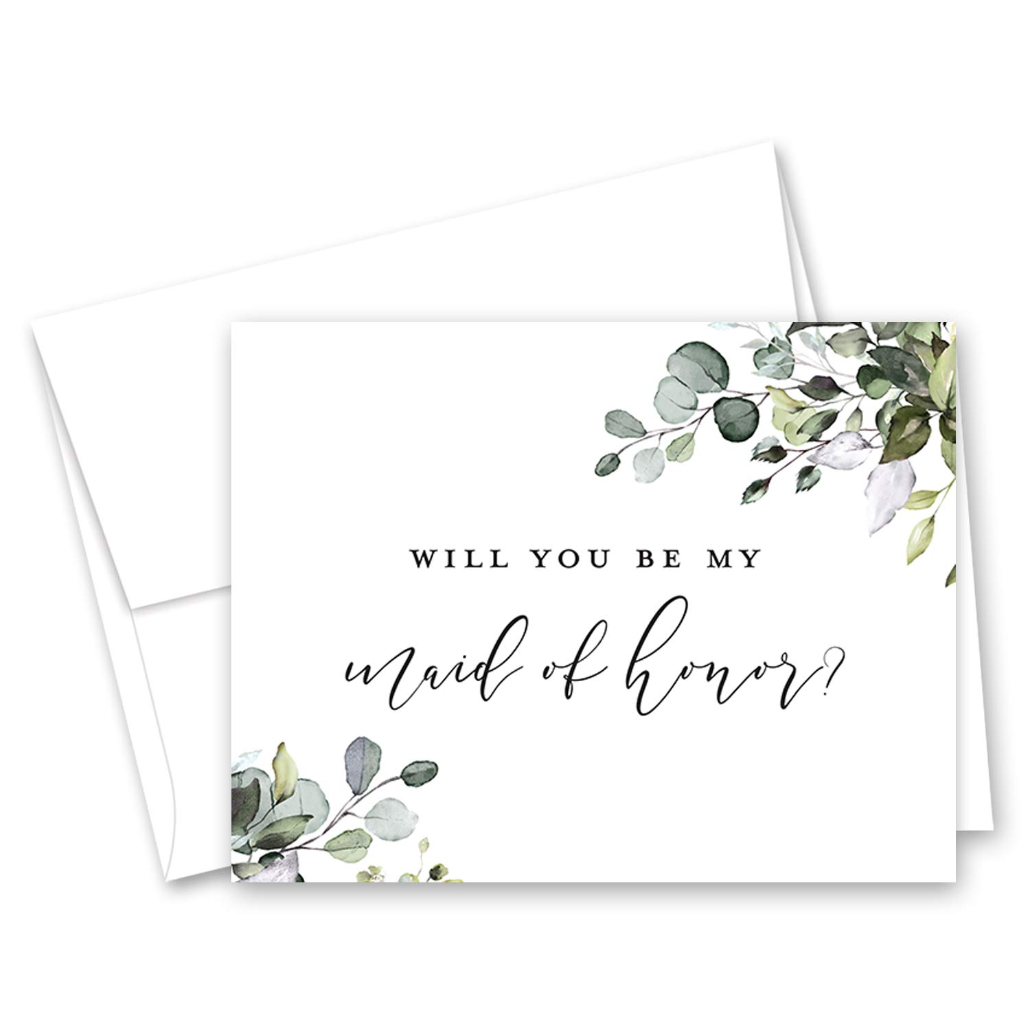 Boho Eucalyptus Bridal Proposal Will You be My Bridesmaid Card, Bridesmaid Proposal Cards, Maid of Honor Cards - Set of 10