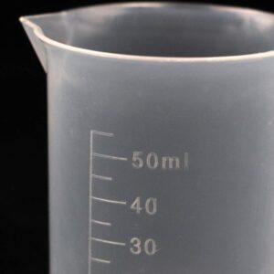 6 Pack 50ml Lab Plastic Graduated Beaker Transparent Measuring Beaker Cup Mixing Cup Liquid Container for Science Lab