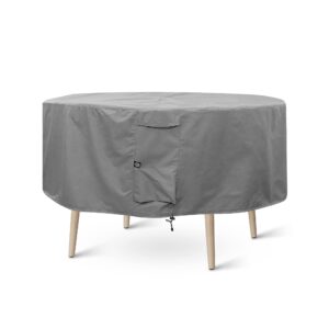 khomo gear round patio table & chair set cover - durable and water resistant outdoor furniture cover (grey, small - 60" diameter)