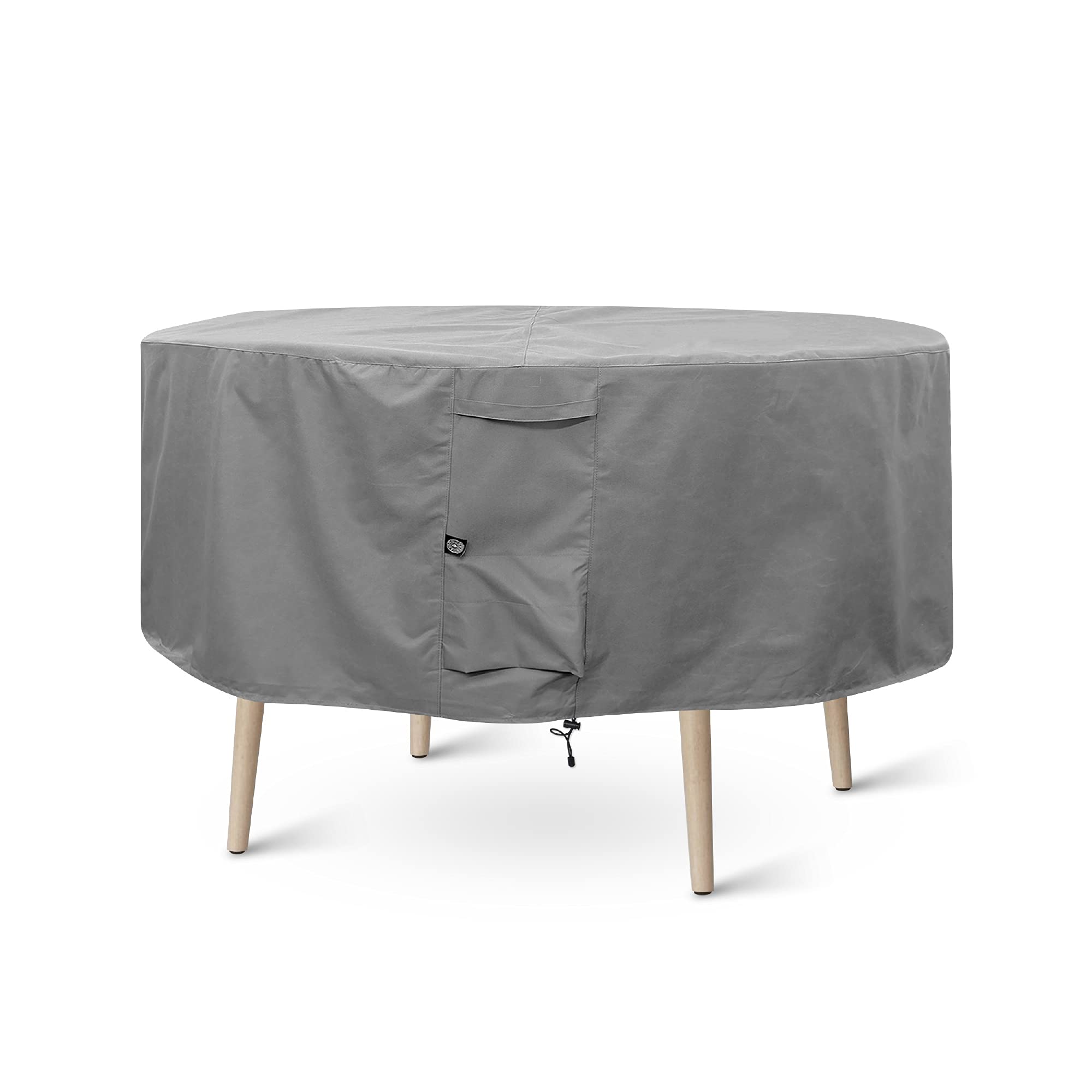 KHOMO GEAR Round Patio Table & Chair Set Cover - Durable and Water Resistant Outdoor Furniture Cover (Grey, Small - 60" Diameter)