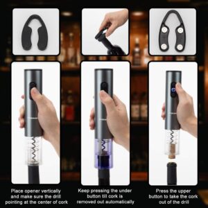 Wine Opener Electric Gift Set, Whiskey Stone Wine Lover Gifts with Wine Accessories of Automatic Corkscrew, Metal Ice Cube, Wine Pourer, Foil Cutter 4-in-1 set