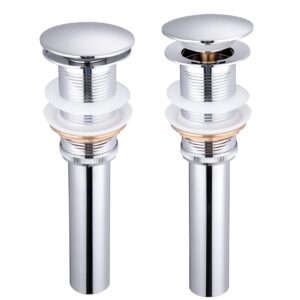 aquaterior 2 pack 1 5/8" bathroom pop up drain vessel sink drain solid brass kitchen sink drains tub basin polished chrome