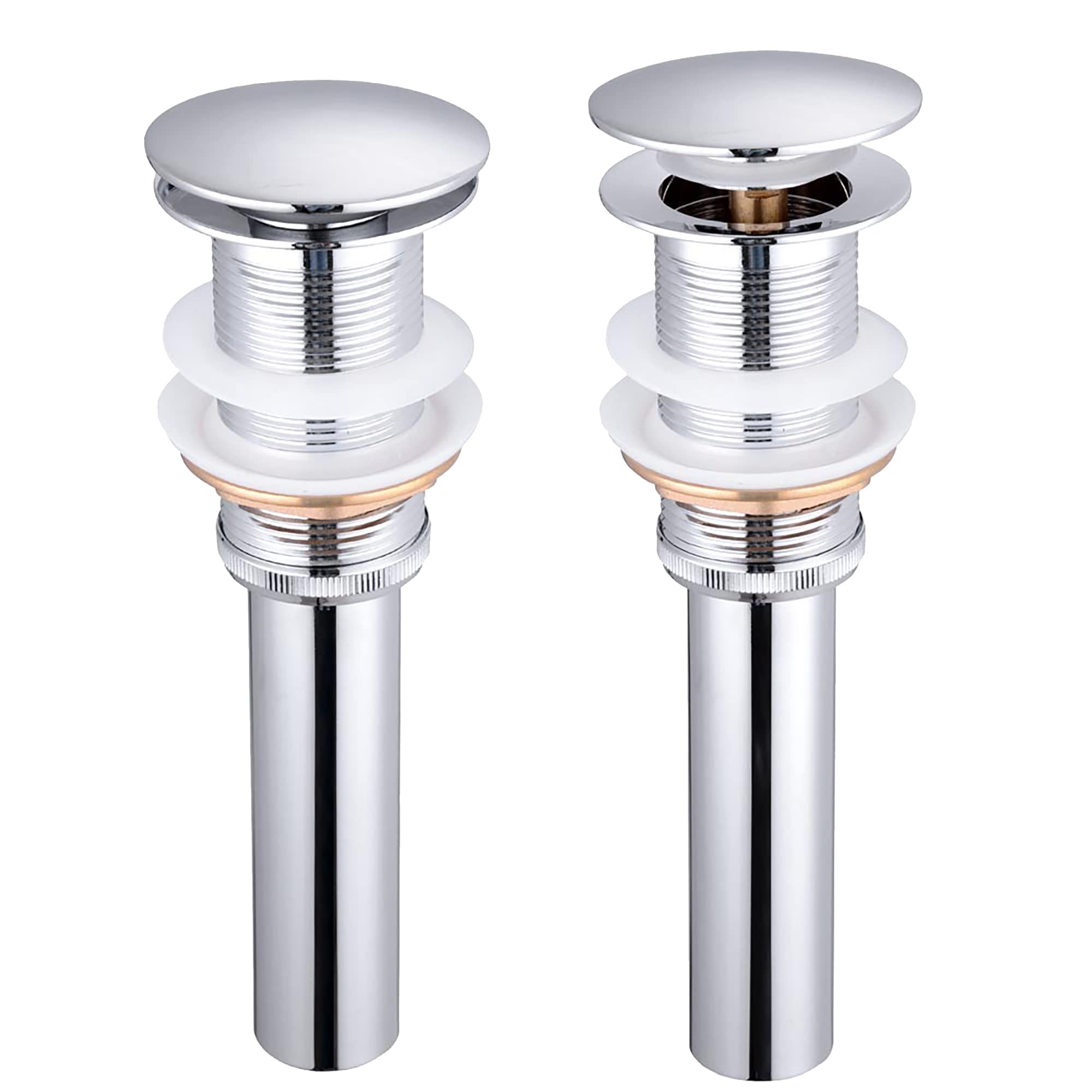 Aquaterior 2 Pack 1 5/8" Bathroom Pop up Drain Vessel Sink Drain Solid Brass Kitchen Sink Drains Tub Basin Polished Chrome