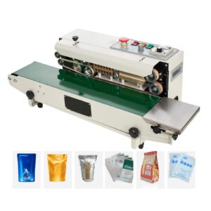 intbuying fr-770 continuous band sealer automatic sealing machine bag heat sealer sealing polybag mache for pvc bag filmwith two 770mm ptfe belts (horizontal) 110v