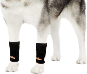 neoally dog canine front leg compression braces super supportive with metal spring strips to stabilize dog front leg wrist carpal, prevents leg injuries & sprains (s/m pair)