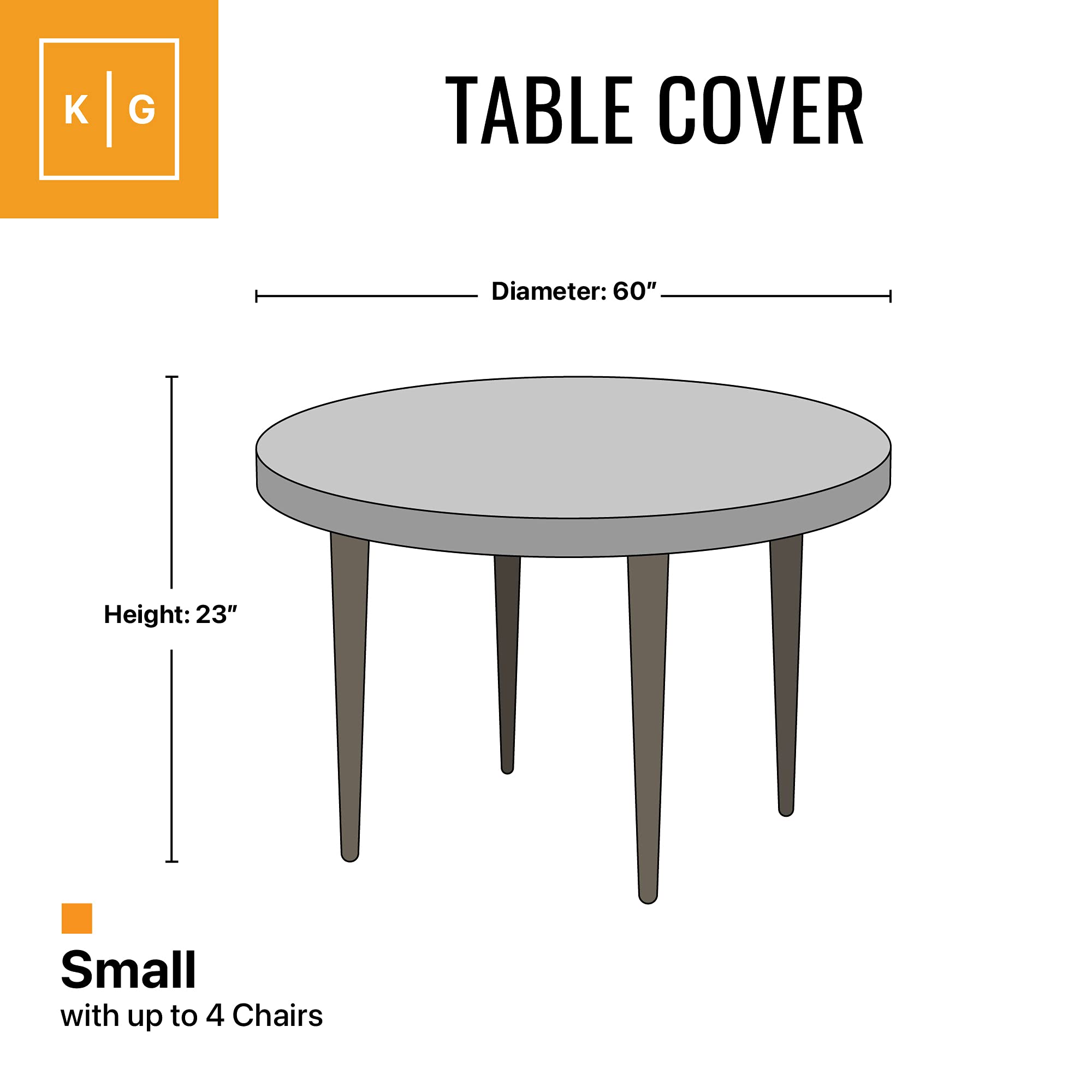 KHOMO GEAR Round Patio Table & Chair Set Cover - Durable and Water Resistant Outdoor Furniture Cover (Grey, Small - 60" Diameter)