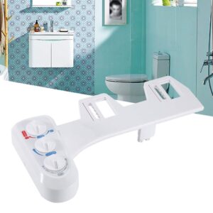 Bidet Attachment, Hot Cold Fresh Water Spray Self- Dual Nozzle Non-electric Mechanical Bidet Toilet Seat Attachment - Adjustable Water Pressure Temperature White