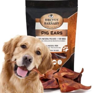 100% Natural Half Pig Ear Dog Treat, 15 pack, Our Healthy Dog Pig Ears Halves Are Easy To Digest, Chemical & Hormone Free Thick Cut Pig Ears For Dogs Aggressive Chewers, Great For Small Or Large Dogs