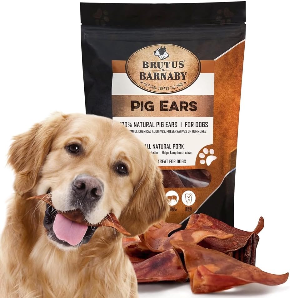 100% Natural Half Pig Ear Dog Treat, 15 pack, Our Healthy Dog Pig Ears Halves Are Easy To Digest, Chemical & Hormone Free Thick Cut Pig Ears For Dogs Aggressive Chewers, Great For Small Or Large Dogs