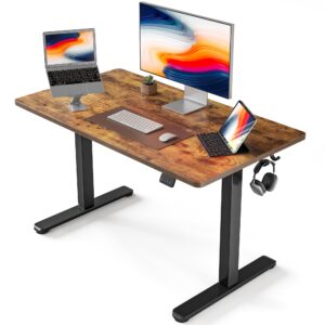 fezibo electric standing desk, 40 x 24 inches height adjustable stand up desk, sit stand home office desk, computer desk, black